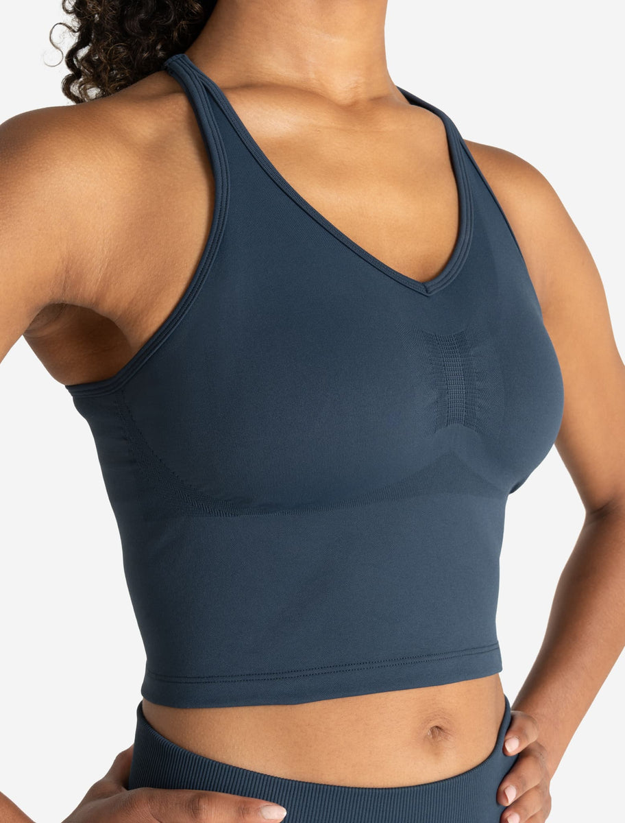 Training Seamless Crop Vest | Dark Blue | Pursue Fitness
