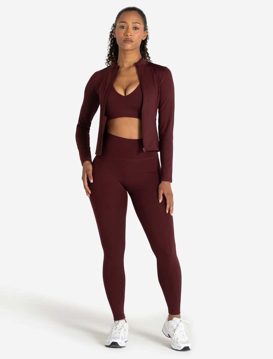 Allure Zip Jacket | Dark Burgundy | Pursue Fitness