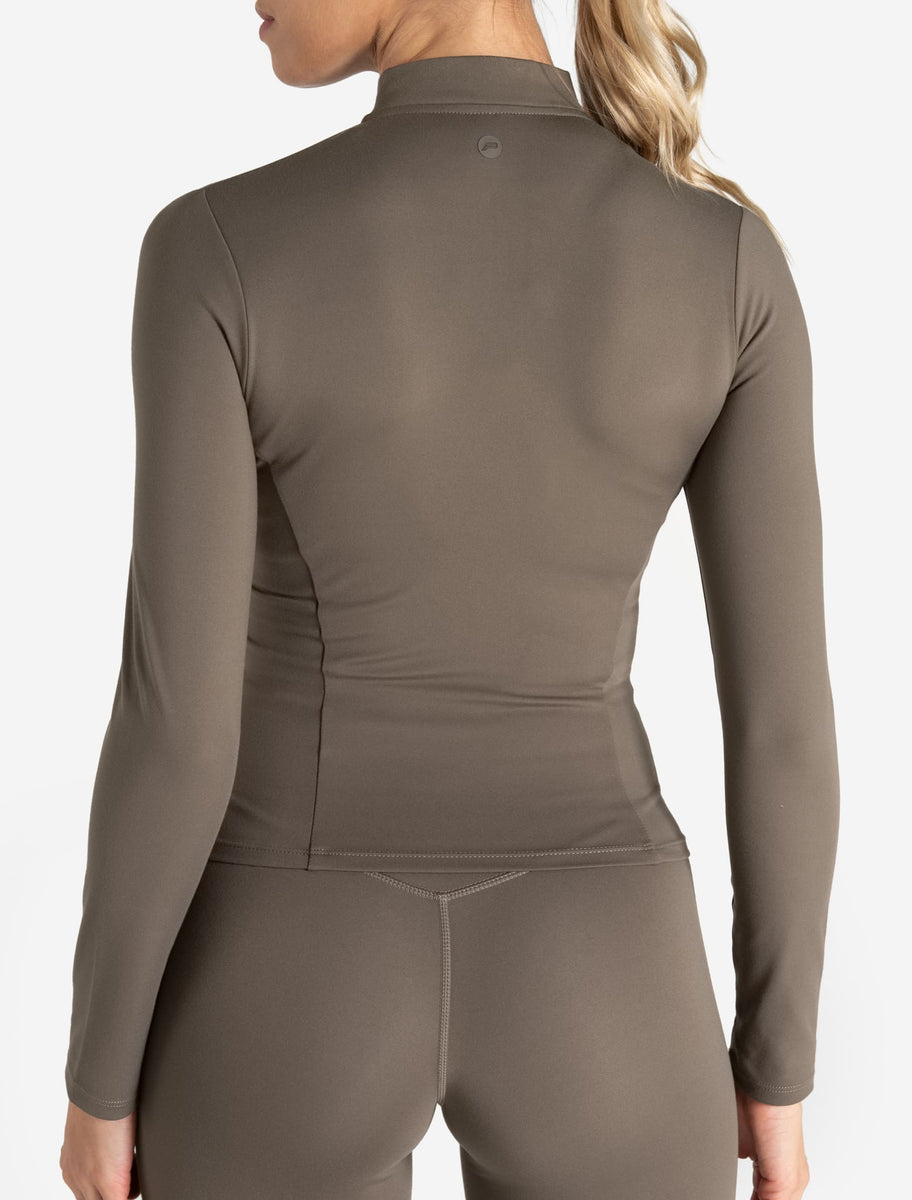 Allure Zip Jacket | Taupe | Pursue Fitness