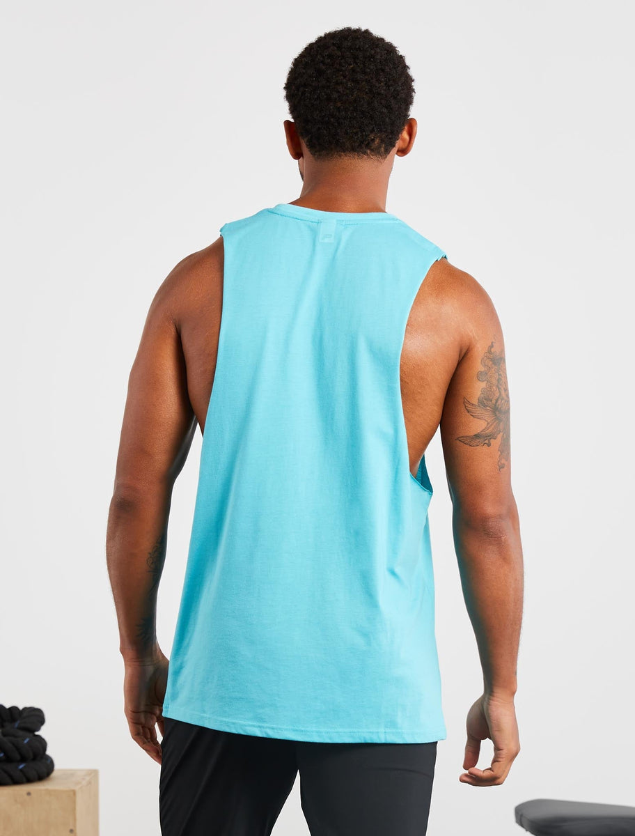 Graphic Drop Arm Tank | Sky Blue | Pursue Fitness