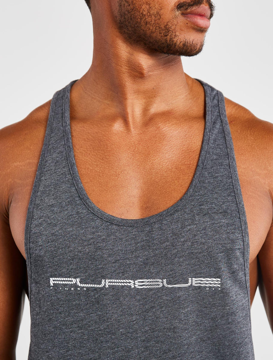 Graphic Stringer Vest | Charcoal Marl | Pursue Fitness
