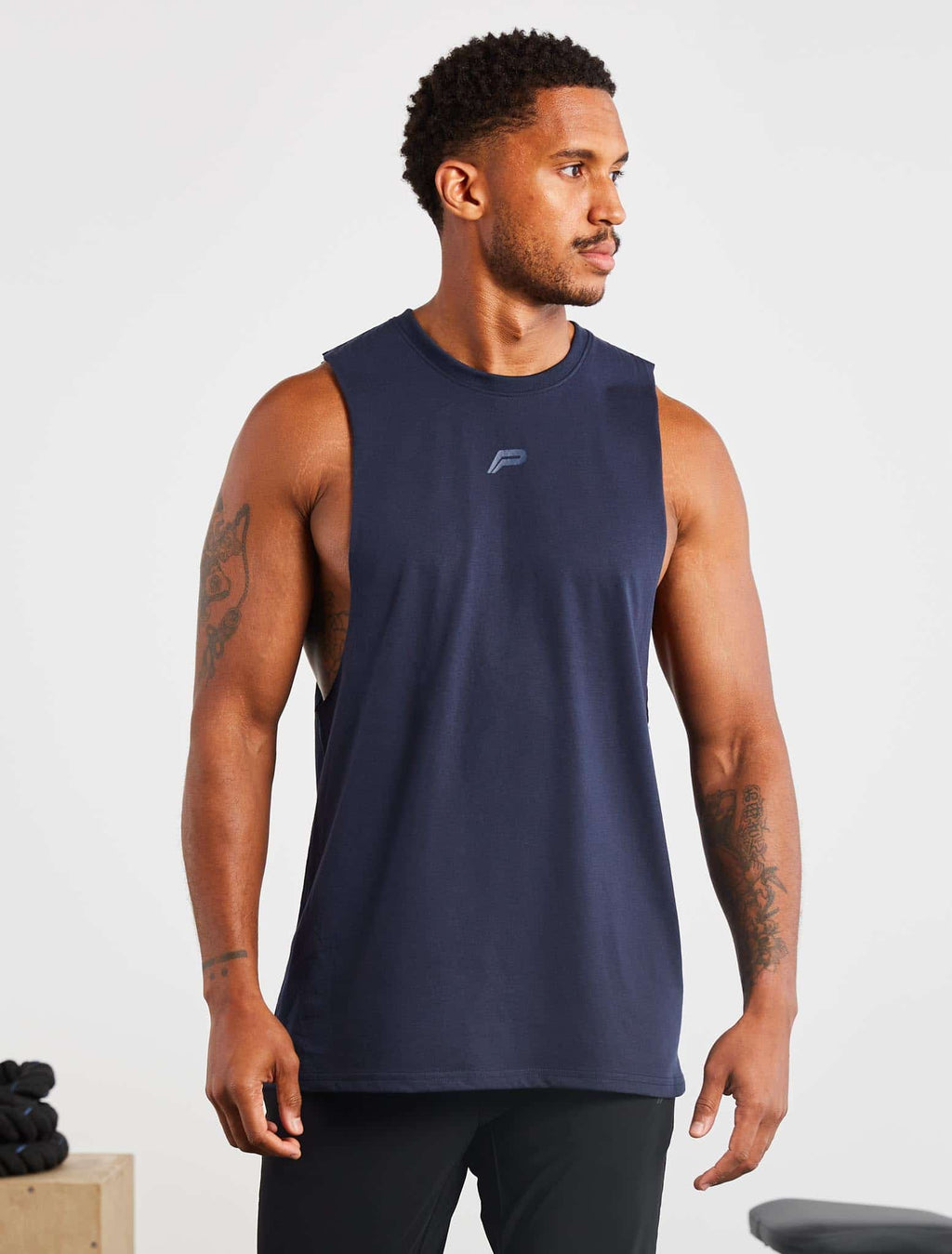 Icon Drop Arm Tank | Navy | Pursue Fitness