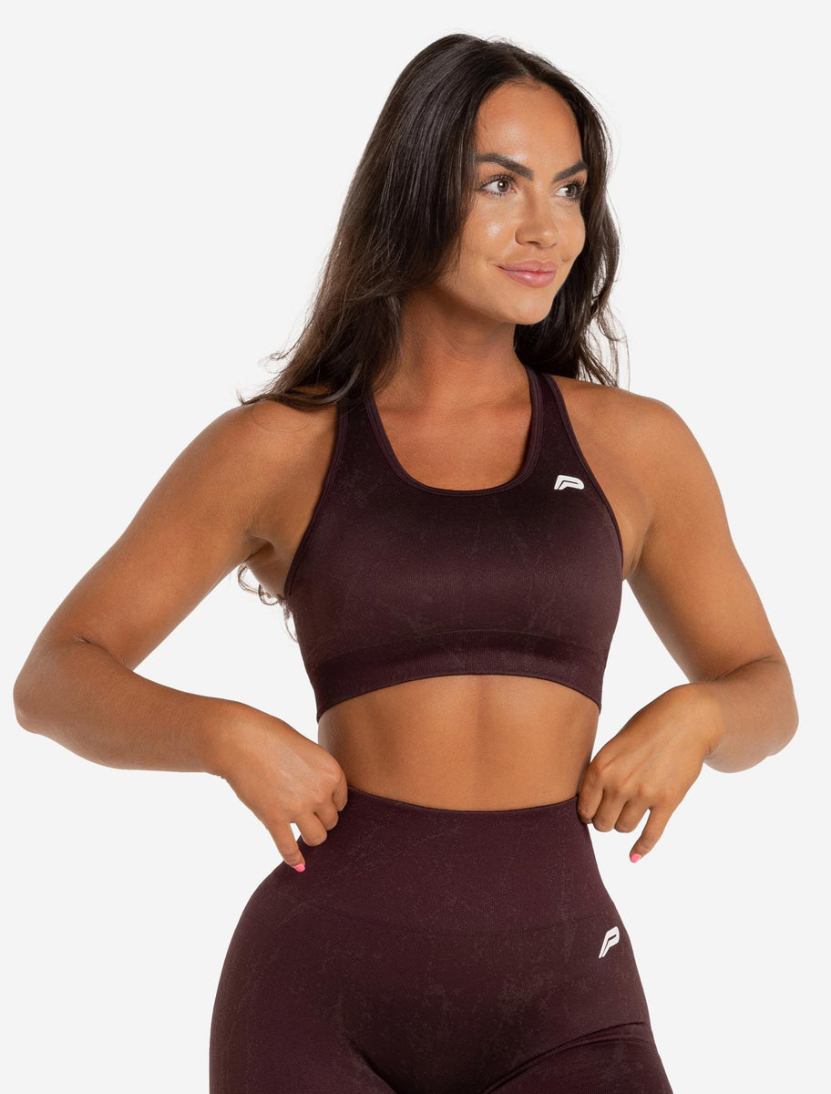 Marble Seamless Sports Bra | Black Cherry | Pursue Fitness