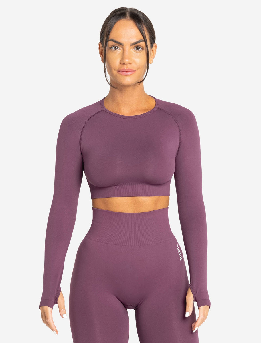 Move Seamless Long Sleeve Crop Top | Plum | Pursue Fitness