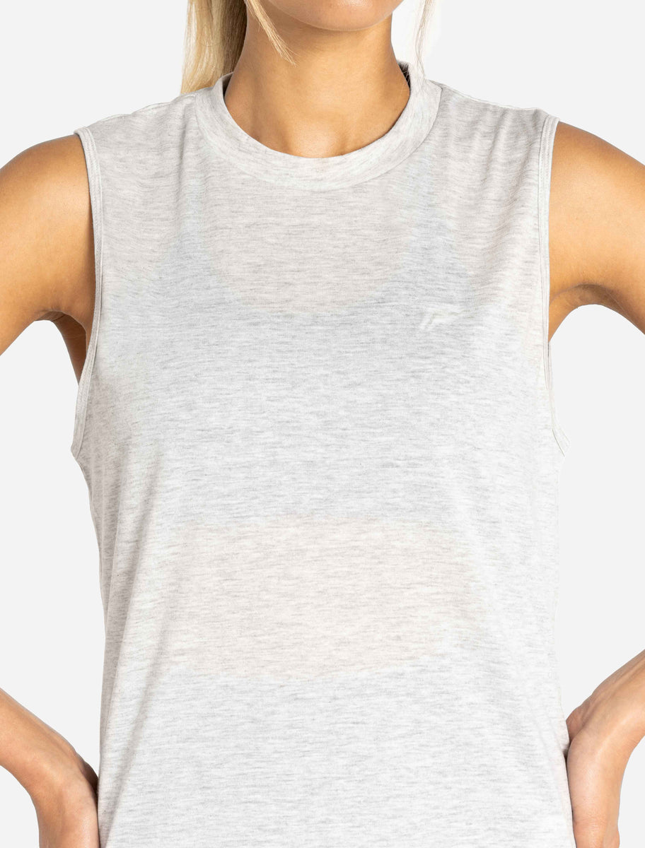 Oversized Graphic Tank | Light Grey | Pursue Fitness