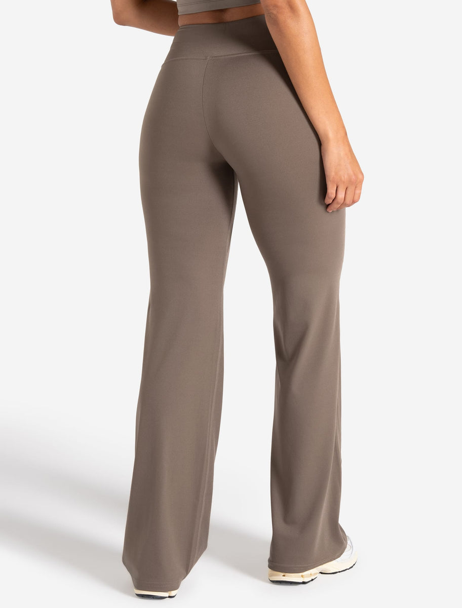 Sculpt Wrap Over Flared Leggings | Taupe | Pursue Fitness