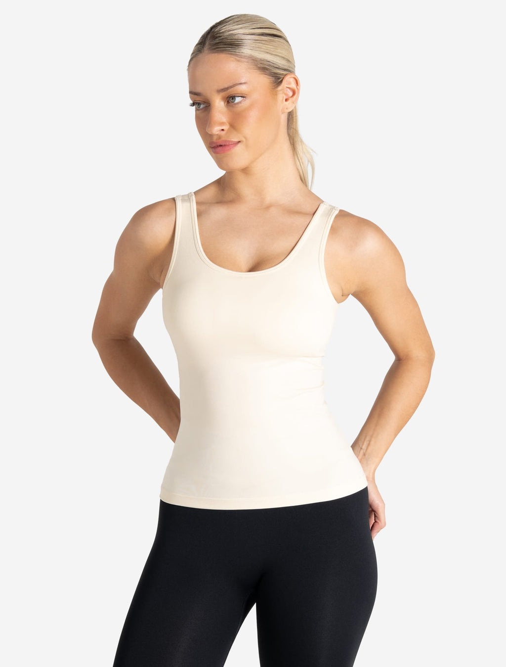 Sculpt Seamless Vest With Built-In Bra | Marshmallow | Pursue Fitness