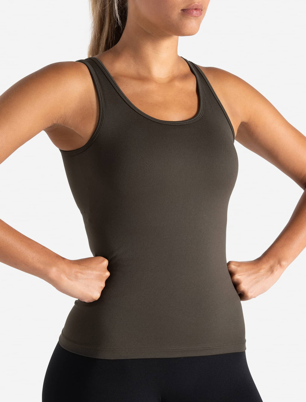 Sculpt Seamless Vest With Built-In Bra | Olive | Pursue Fitness