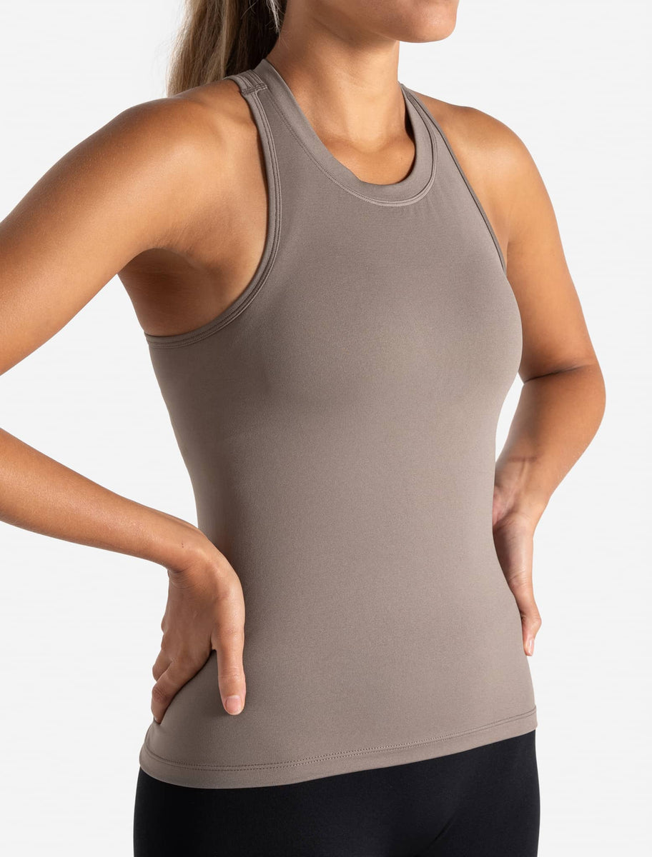 Sculpt Seamless Racer Tank Vest | Taupe | Pursue Fitness